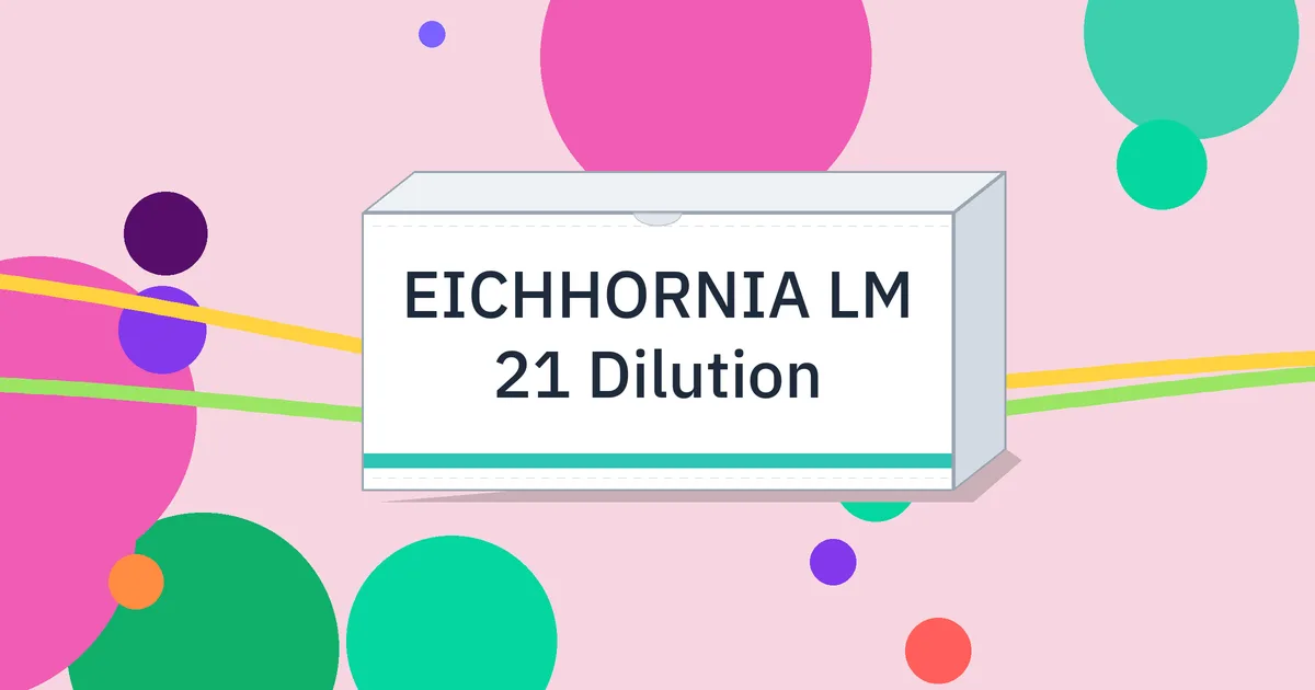 Symbolbild: Packung mit der Aufschrift EICHHORNIA LM 21 Dilution (PZN 13468992) – Verfügbarkeit und Bezug in Apotheken in Frankfurt am Main