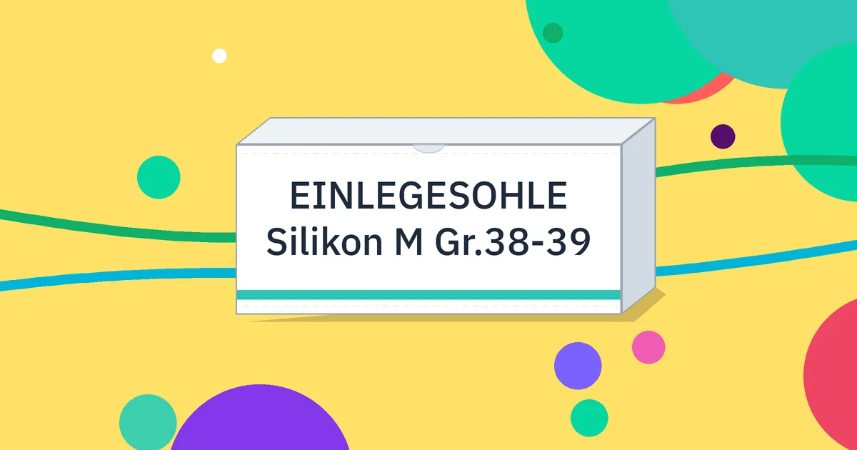 Symbolbild: Packung mit der Aufschrift EINLEGESOHLE Silikon M Gr.38-39 (PZN 19072930) – Verfügbarkeit und Bezug in Apotheken in Frankfurt am Main