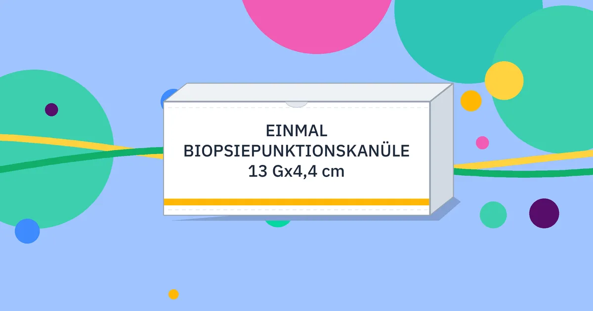 Symbolbild: Packung mit der Aufschrift EINMAL BIOPSIEPUNKTIONSKANÜLE 13 Gx4,4 cm (PZN 10558111) – Verfügbarkeit und Bezug in Apotheken in Frankfurt am Main