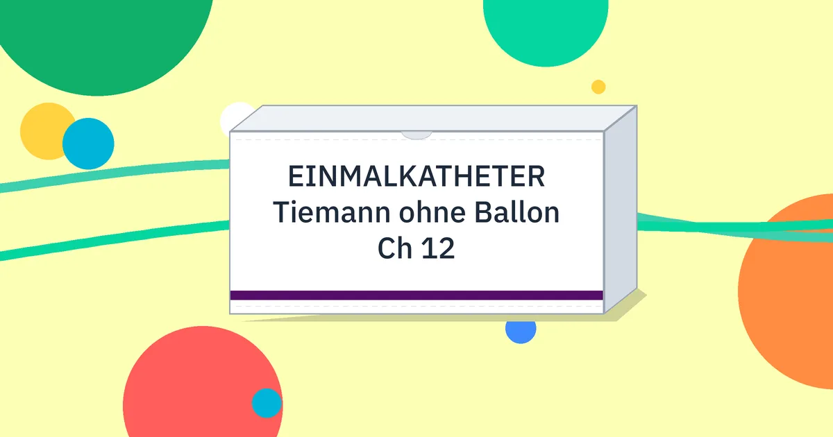 Symbolbild: Packung mit der Aufschrift EINMALKATHETER Tiemann ohne Ballon Ch 12 (PZN 00052190) – Verfügbarkeit und Bezug in Apotheken in Frankfurt am Main