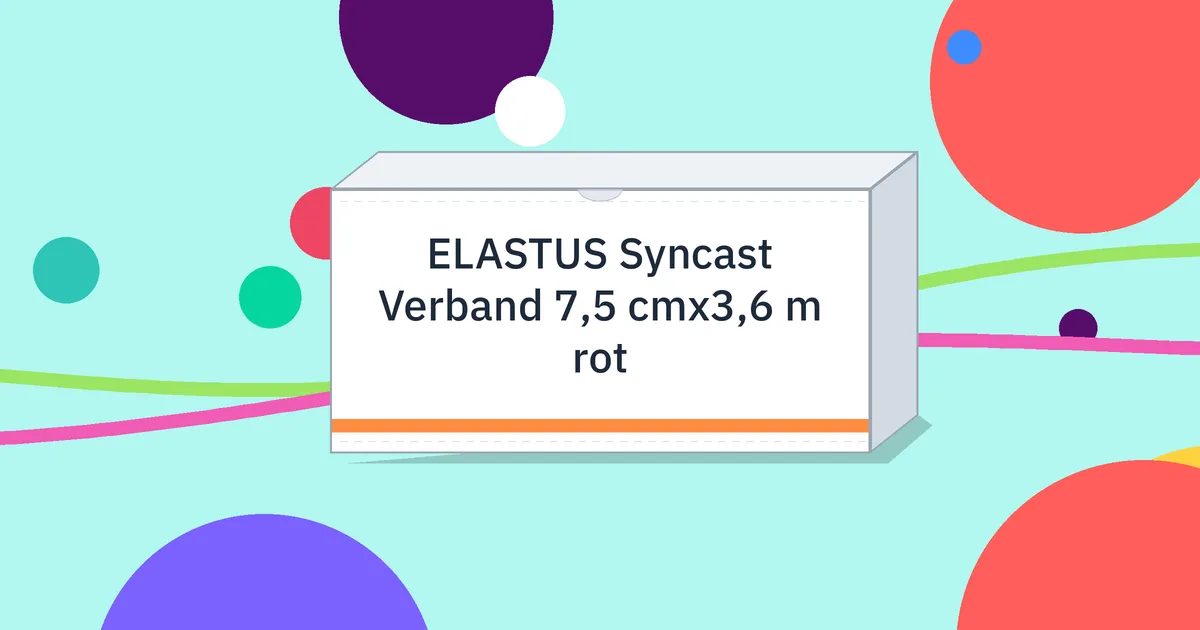 Symbolbild: Packung mit der Aufschrift ELASTUS Syncast Verband 7,5 cmx3,6 m rot (PZN 03735920) – Verfügbarkeit und Bezug in Apotheken in Frankfurt am Main