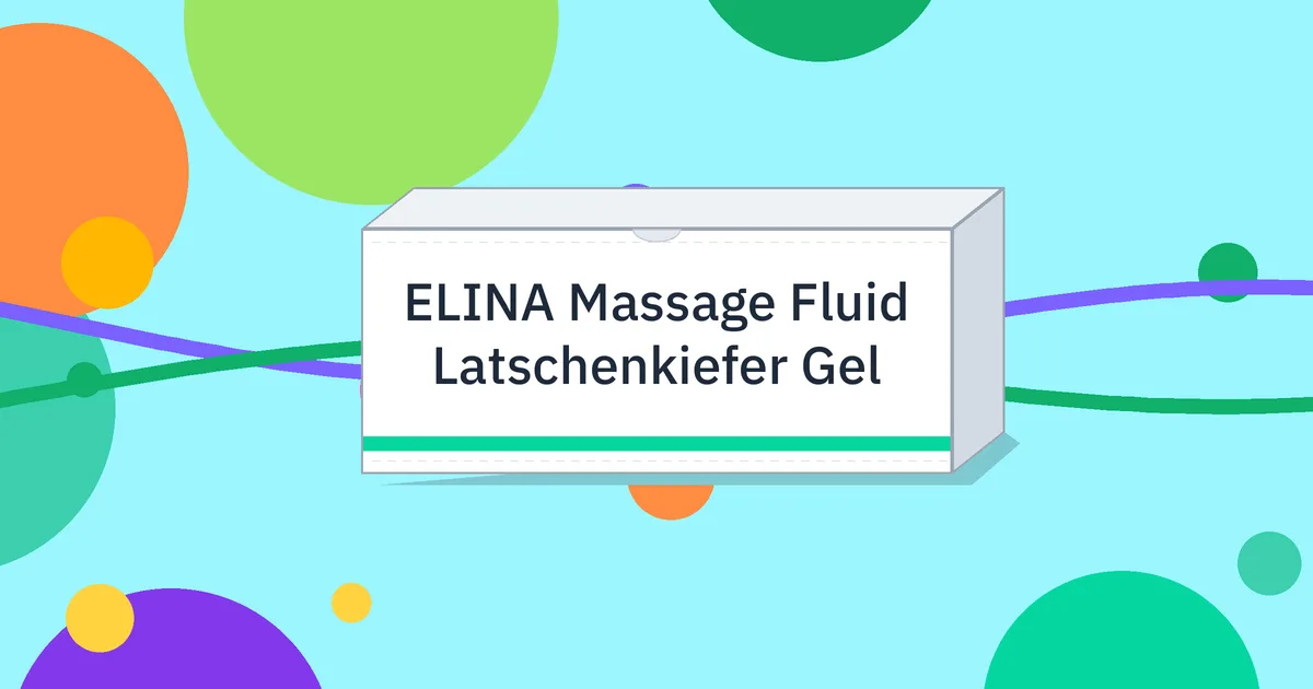 Symbolbild: Packung mit der Aufschrift ELINA Massage Fluid Latschenkiefer Gel (PZN 11257966) – Verfügbarkeit und Bezug in Apotheken in Frankfurt am Main