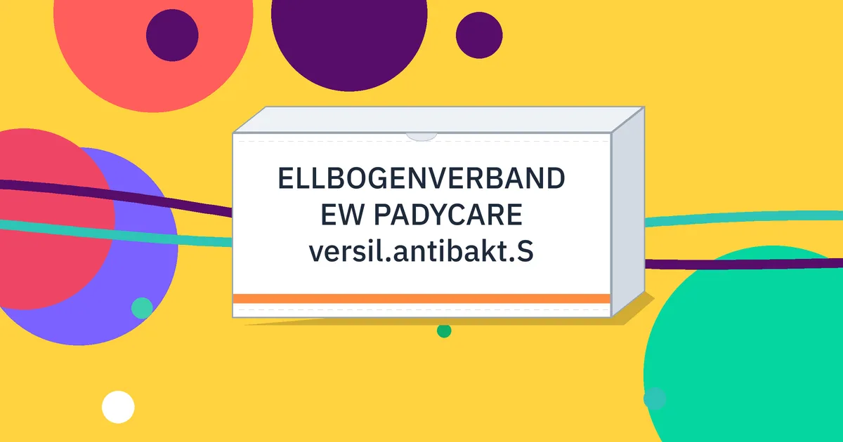 Symbolbild: Packung mit der Aufschrift ELLBOGENVERBAND EW PADYCARE versil.antibakt.S (PZN 10939818) – Verfügbarkeit und Bezug in Apotheken in Frankfurt am Main