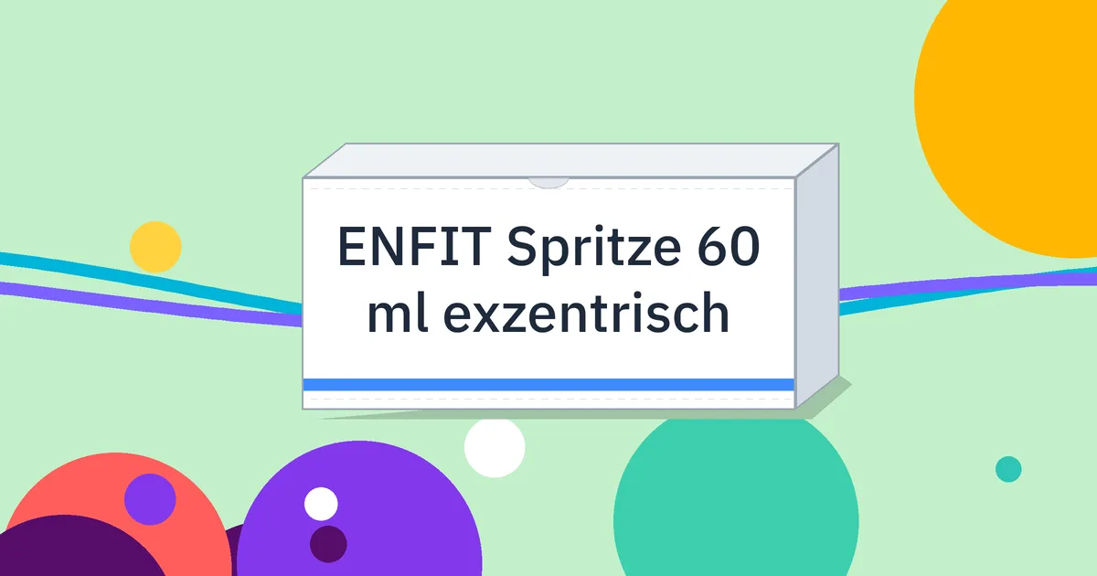 Symbolbild: Packung mit der Aufschrift ENFIT Spritze 60 ml exzentrisch (PZN 13515384) – Verfügbarkeit und Bezug in Apotheken in Frankfurt am Main