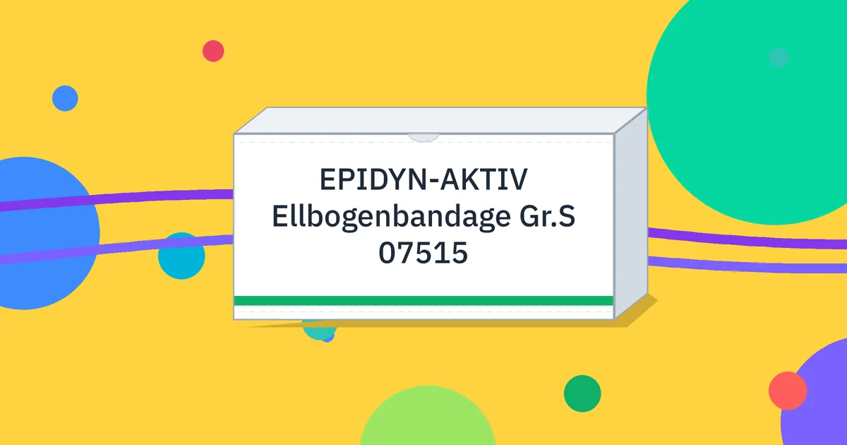 Symbolbild: Packung mit der Aufschrift EPIDYN-AKTIV Ellbogenbandage Gr.S 07515 (PZN 09063344) – Verfügbarkeit und Bezug in Apotheken in Frankfurt am Main