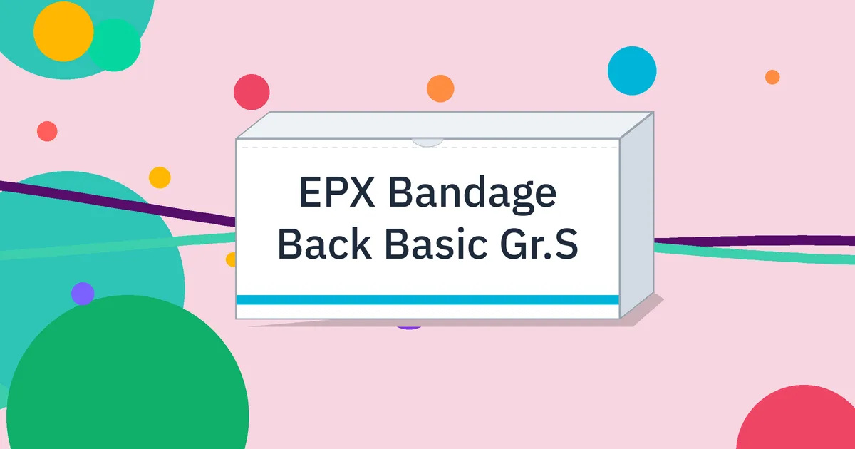 Symbolbild: Packung mit der Aufschrift EPX Bandage Back Basic Gr.S (PZN 07640487) – Verfügbarkeit und Bezug in Apotheken in Frankfurt am Main