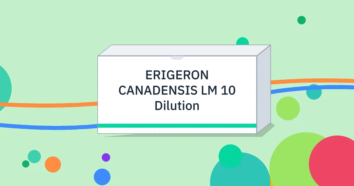 Symbolbild: Packung mit der Aufschrift ERIGERON CANADENSIS LM 10 Dilution (PZN 13478097) – Verfügbarkeit und Bezug in Apotheken in Frankfurt am Main