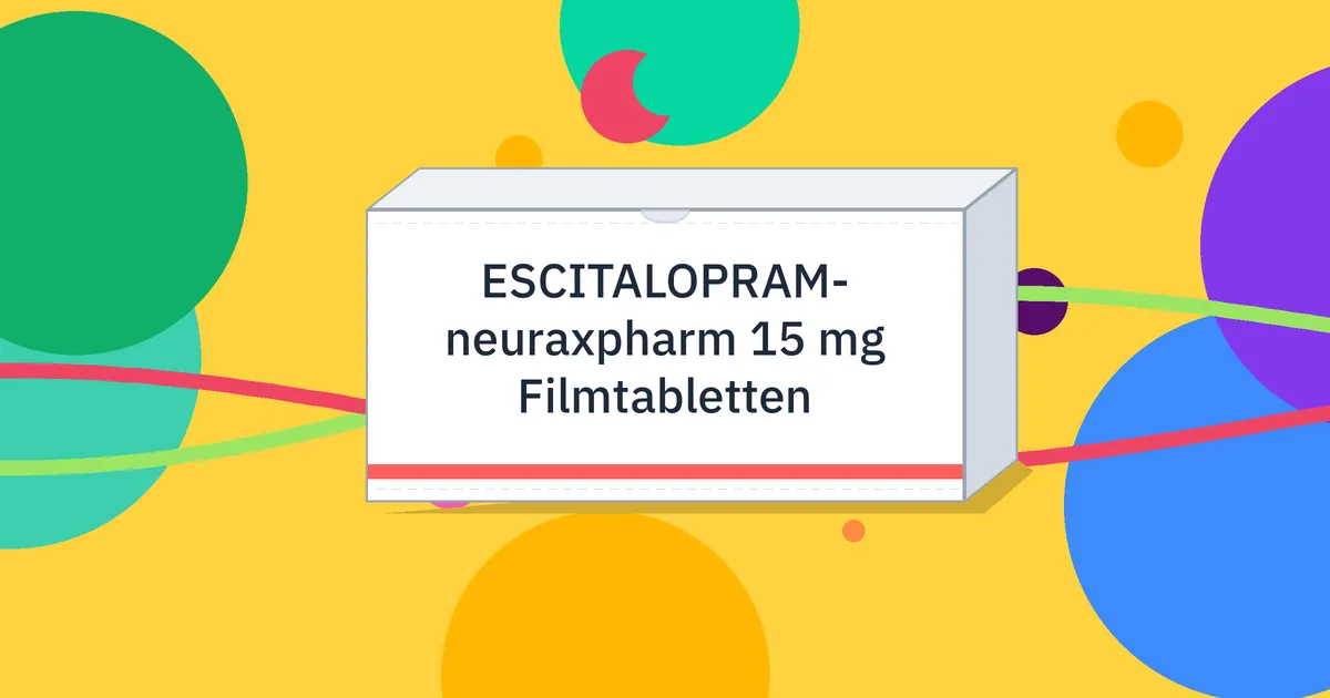 Symbolbild: Packung mit der Aufschrift ESCITALOPRAM-neuraxpharm 15 mg Filmtabletten (PZN 01147320) – Verfügbarkeit und Bezug in Apotheken in Frankfurt am Main