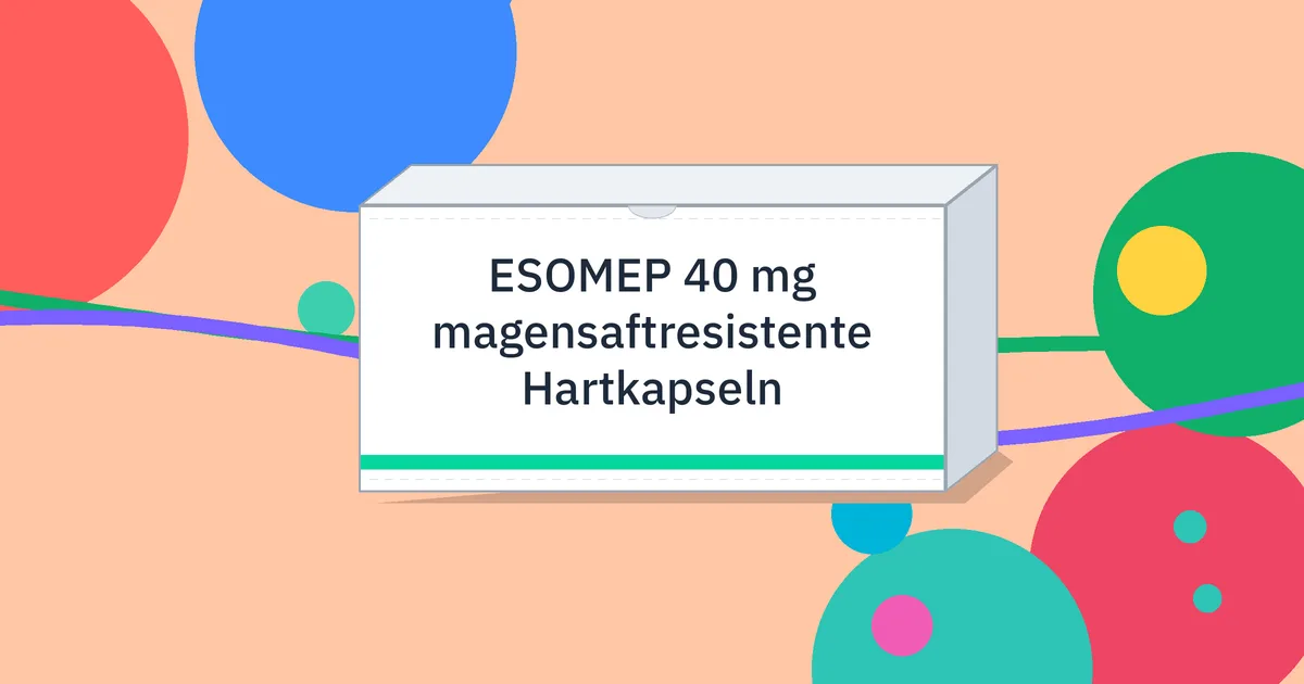 Symbolbild: Packung mit der Aufschrift ESOMEP 40 mg magensaftresistente Hartkapseln (PZN 06907043) – Verfügbarkeit und Bezug in Apotheken in Frankfurt am Main
