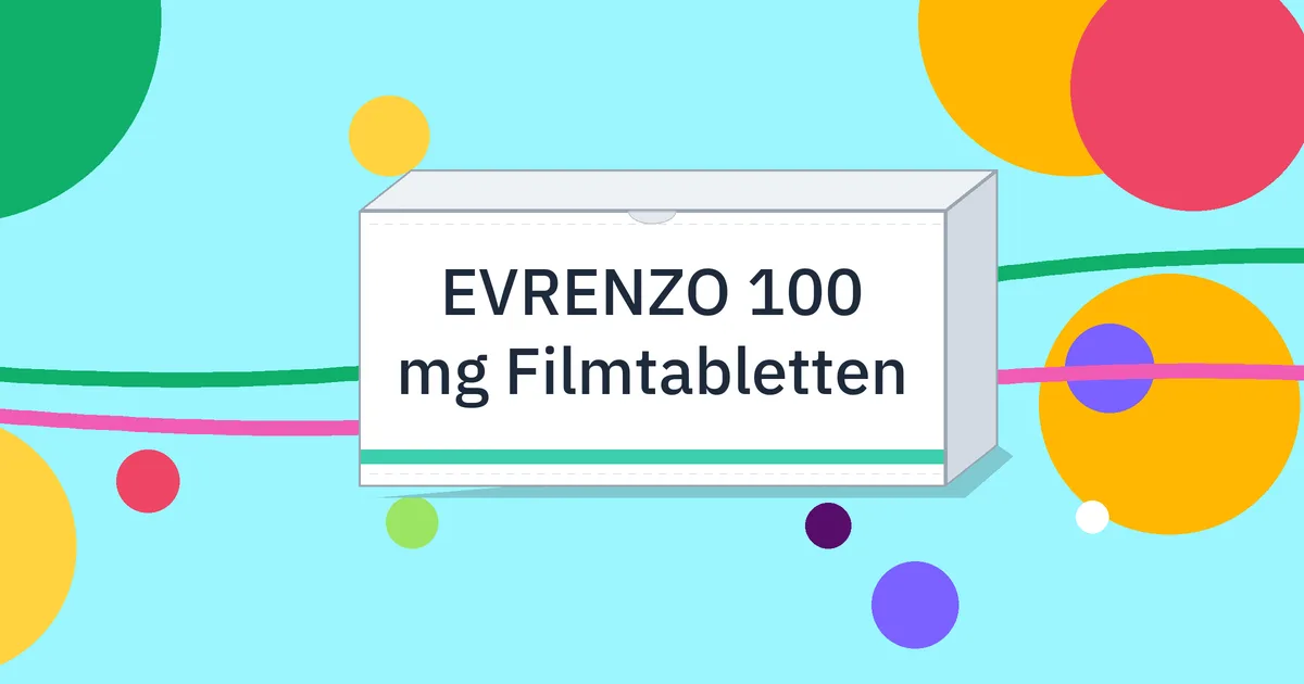 Symbolbild: Packung mit der Aufschrift EVRENZO 100 mg Filmtabletten (PZN 18738539) – Verfügbarkeit und Bezug in Apotheken in Frankfurt am Main