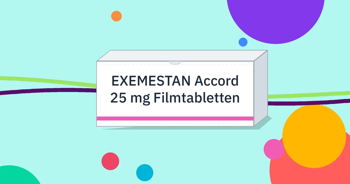 Symbolbild: Packung mit der Aufschrift EXEMESTAN Accord 25 mg Filmtabletten (PZN 19215298) – Verfügbarkeit und Bezug in Apotheken in Frankfurt am Main