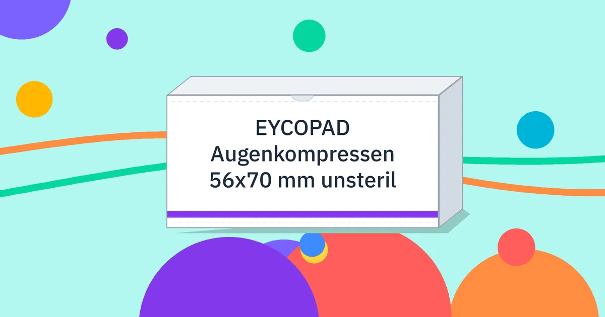 Symbolbild: Packung mit der Aufschrift EYCOPAD Augenkompressen 56x70 mm unsteril (PZN 12594051) – Verfügbarkeit und Bezug in Apotheken in Frankfurt am Main