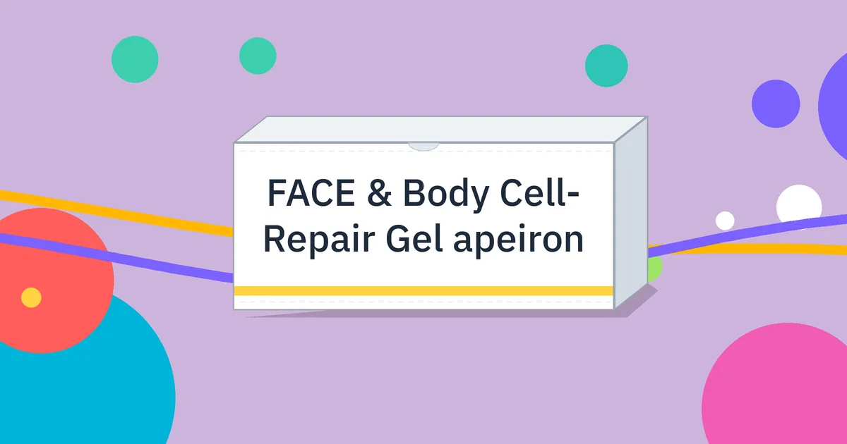 Symbolbild: Packung mit der Aufschrift FACE & Body Cell-Repair Gel apeiron (PZN 08999374) – Verfügbarkeit und Bezug in Apotheken in Frankfurt am Main