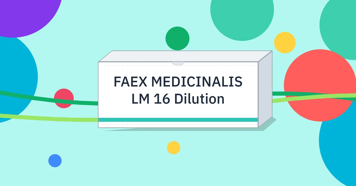 Symbolbild: Packung mit der Aufschrift FAEX MEDICINALIS LM 16 Dilution (PZN 13486079) – Verfügbarkeit und Bezug in Apotheken in Frankfurt am Main
