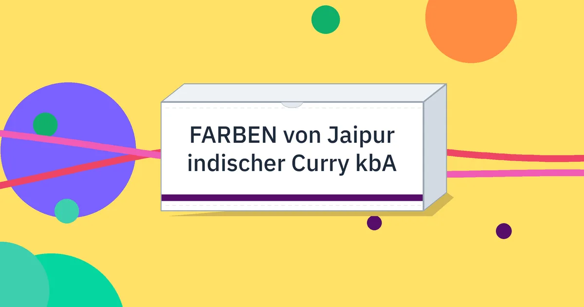 Symbolbild: Packung mit der Aufschrift FARBEN von Jaipur indischer Curry kbA (PZN 05511366) – Verfügbarkeit und Bezug in Apotheken in Frankfurt am Main