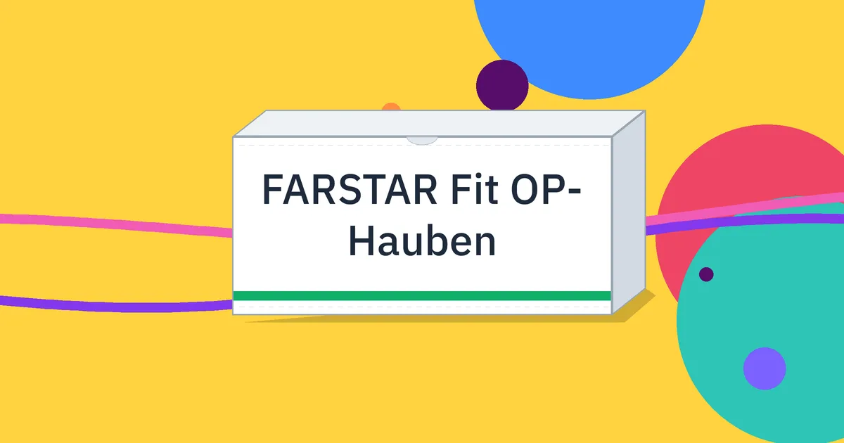 Symbolbild: Packung mit der Aufschrift FARSTAR Fit OP-Hauben (PZN 09620980) – Verfügbarkeit und Bezug in Apotheken in Frankfurt am Main
