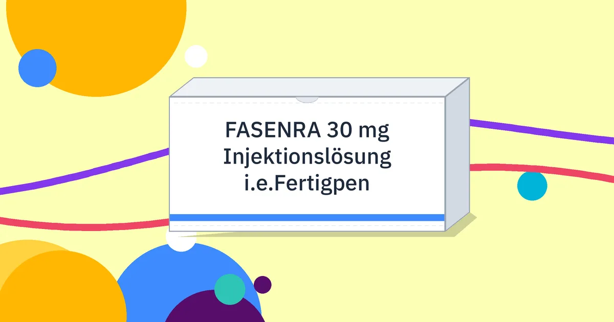 Symbolbild: Packung mit der Aufschrift FASENRA 30 mg Injektionslösung i.e.Fertigpen (PZN 19185261) – Verfügbarkeit und Bezug in Apotheken in Frankfurt am Main