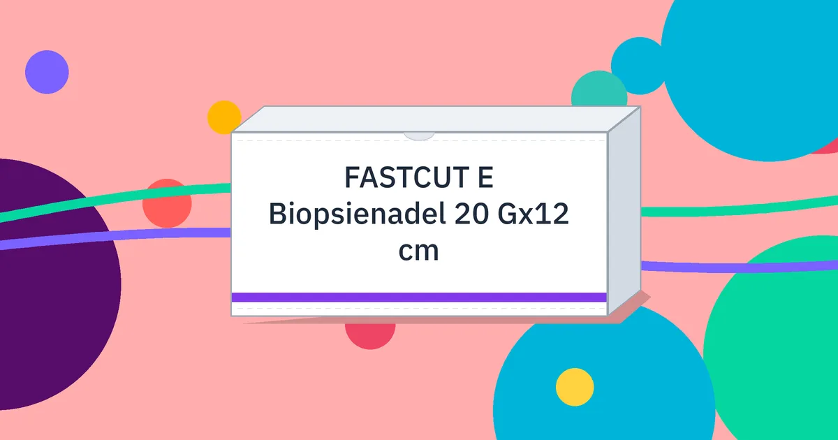 Symbolbild: Packung mit der Aufschrift FASTCUT E Biopsienadel 20 Gx12 cm (PZN 16946676) – Verfügbarkeit und Bezug in Apotheken in Frankfurt am Main