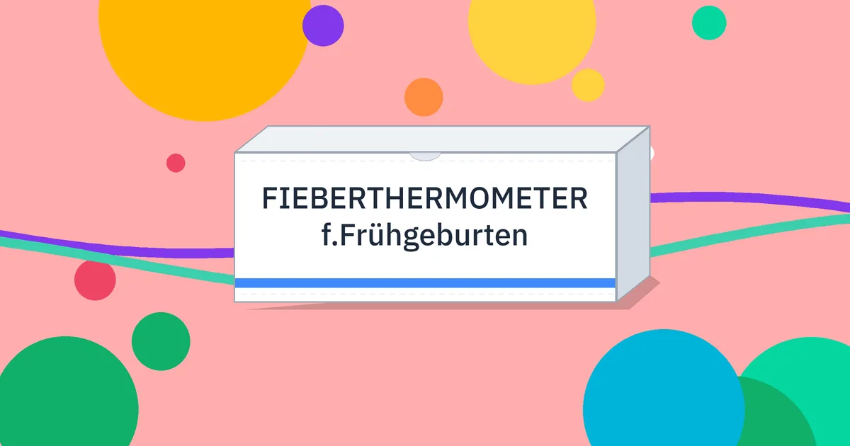 Symbolbild: Packung mit der Aufschrift FIEBERTHERMOMETER f.Frühgeburten (PZN 01980064) – Verfügbarkeit und Bezug in Apotheken in Frankfurt am Main