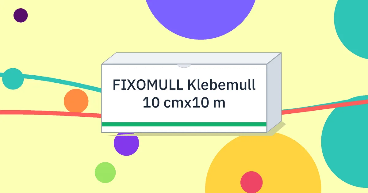 Symbolbild: Packung mit der Aufschrift FIXOMULL Klebemull 10 cmx10 m (PZN 01598695) – Verfügbarkeit und Bezug in Apotheken in Frankfurt am Main