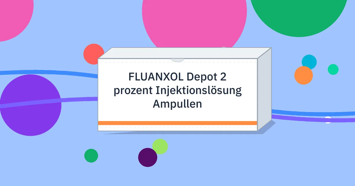 Symbolbild: Packung mit der Aufschrift FLUANXOL Depot 2 prozent Injektionslösung Ampullen (PZN 08874282) – Verfügbarkeit und Bezug in Apotheken in Frankfurt am Main