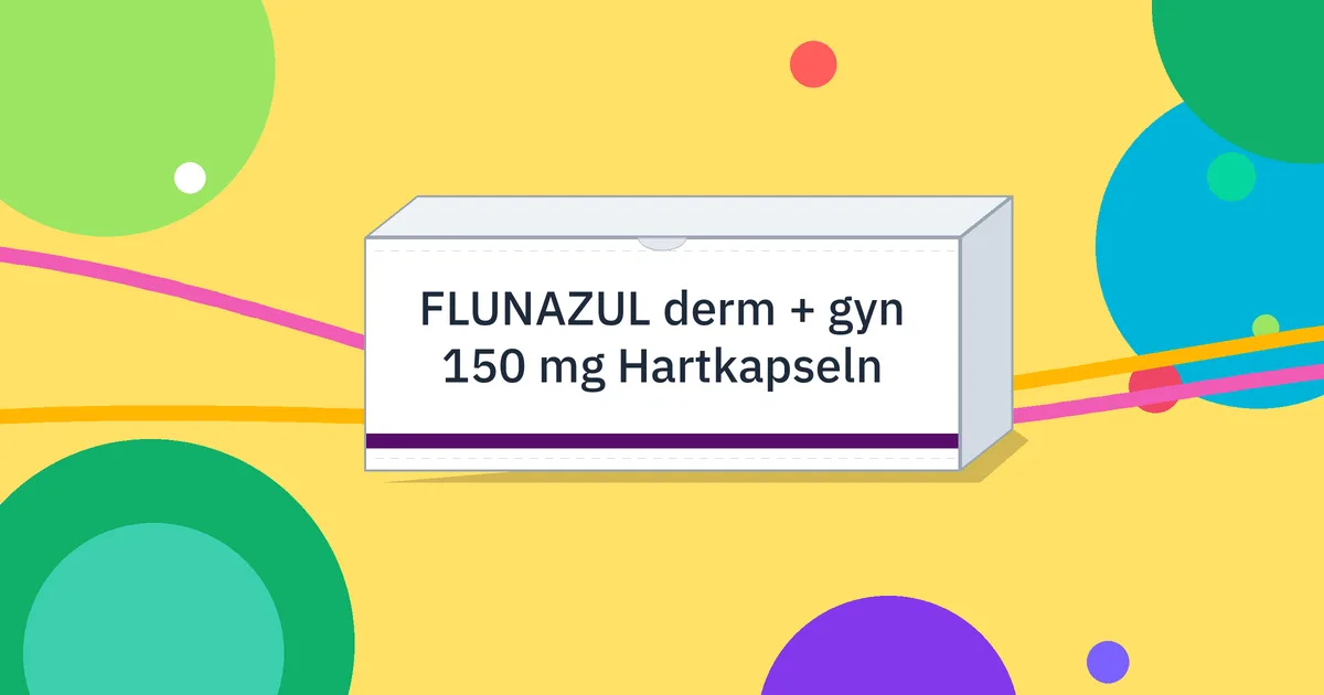 Symbolbild: Packung mit der Aufschrift FLUNAZUL derm + gyn 150 mg Hartkapseln (PZN 10079043) – Verfügbarkeit und Bezug in Apotheken in Frankfurt am Main
