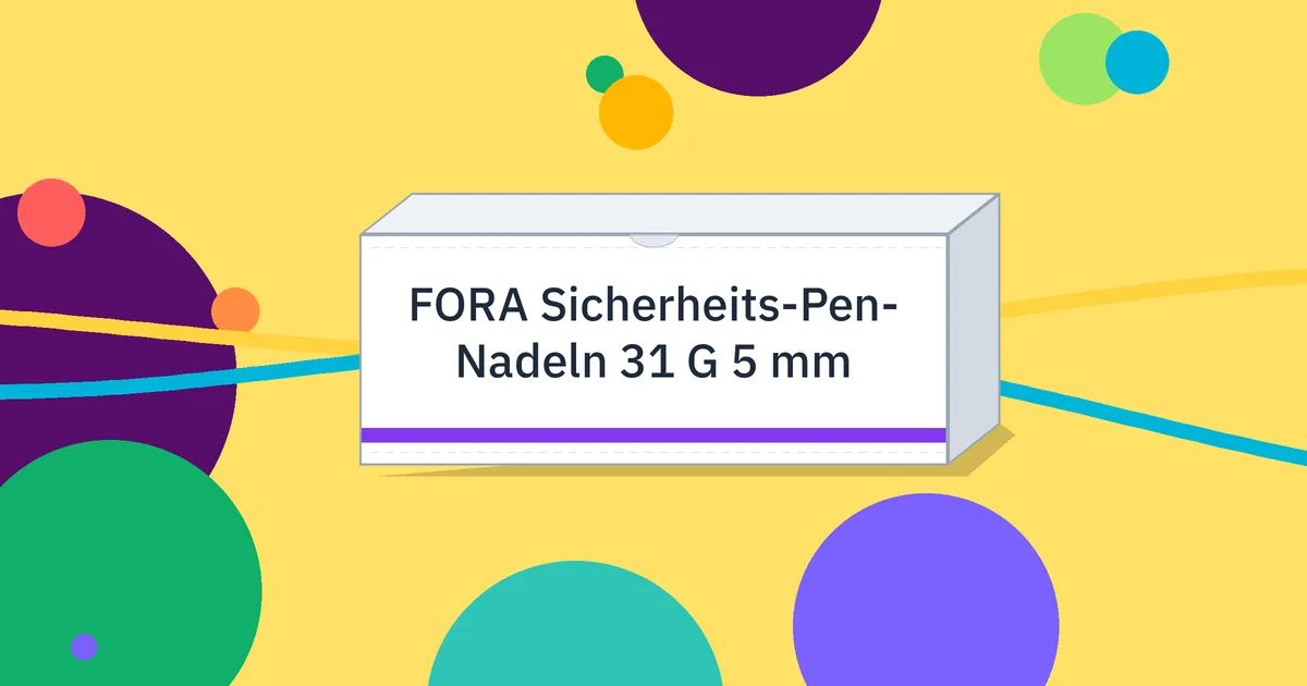 Symbolbild: Packung mit der Aufschrift FORA Sicherheits-Pen-Nadeln 31 G 5 mm (PZN 17668340) – Verfügbarkeit und Bezug in Apotheken in Frankfurt am Main