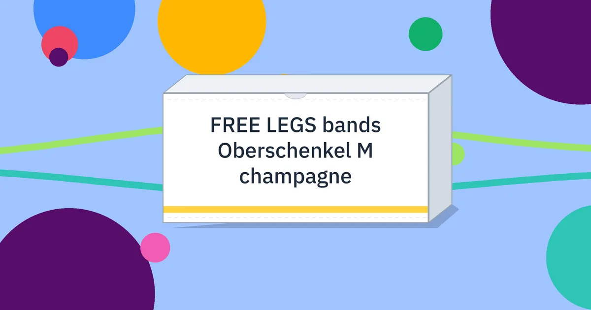 Symbolbild: Packung mit der Aufschrift FREE LEGS bands Oberschenkel M champagne (PZN 16175285) – Verfügbarkeit und Bezug in Apotheken in Frankfurt am Main