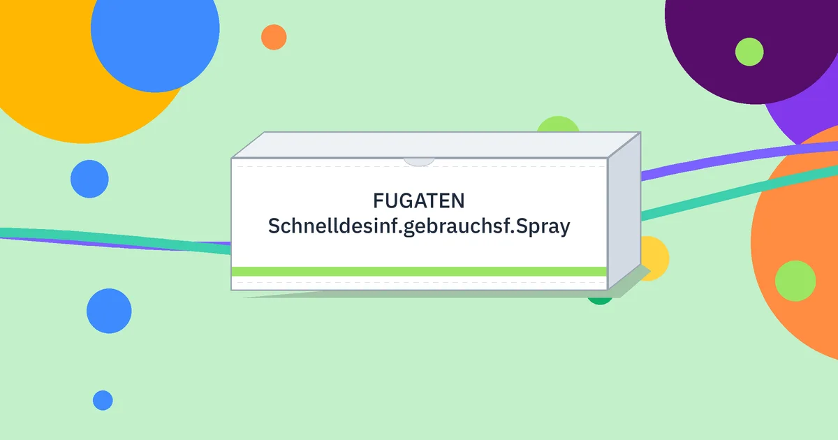 Symbolbild: Packung mit der Aufschrift FUGATEN Schnelldesinf.gebrauchsf.Spray (PZN 19633877) – Verfügbarkeit und Bezug in Apotheken in Frankfurt am Main