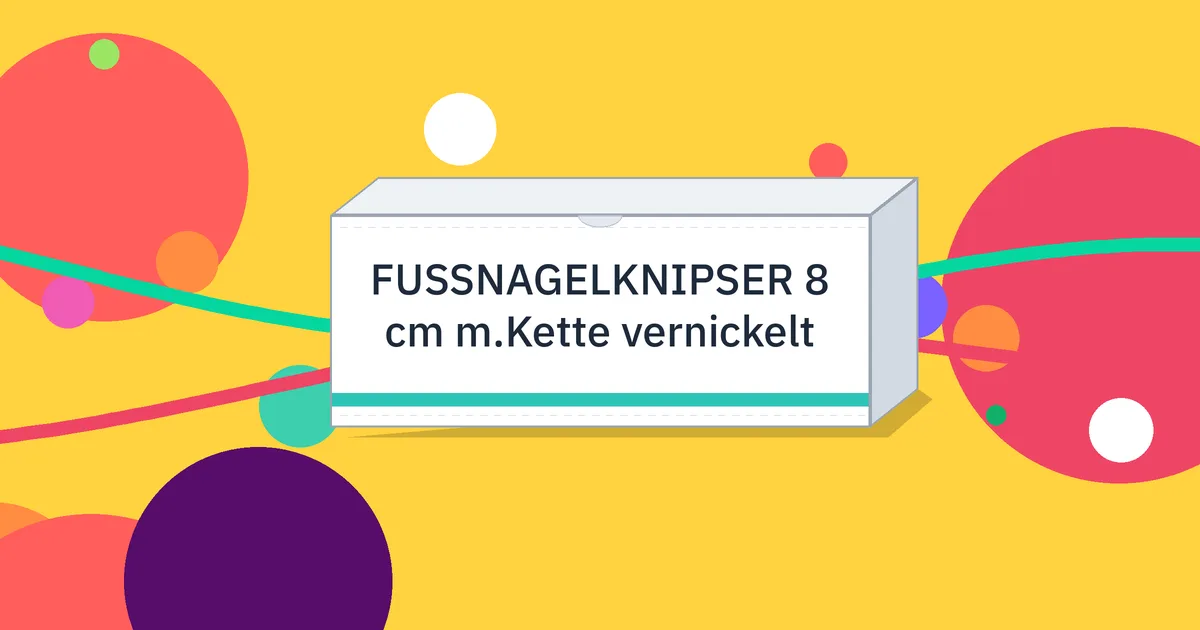 Symbolbild: Packung mit der Aufschrift FUSSNAGELKNIPSER 8 cm m.Kette vernickelt (PZN 17287856) – Verfügbarkeit und Bezug in Apotheken in Frankfurt am Main