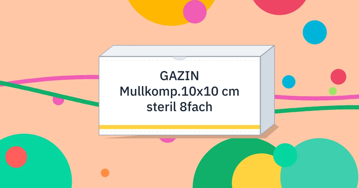 Symbolbild: Packung mit der Aufschrift GAZIN Mullkomp.10x10 cm steril 8fach (PZN 15378566) – Verfügbarkeit und Bezug in Apotheken in Frankfurt am Main