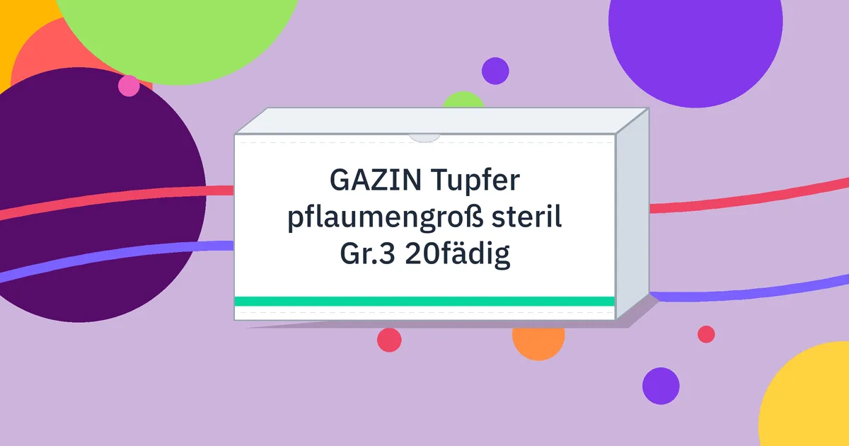 Symbolbild: Packung mit der Aufschrift GAZIN Tupfer pflaumengroß steril Gr.3 20fädig (PZN 15998056) – Verfügbarkeit und Bezug in Apotheken in Frankfurt am Main