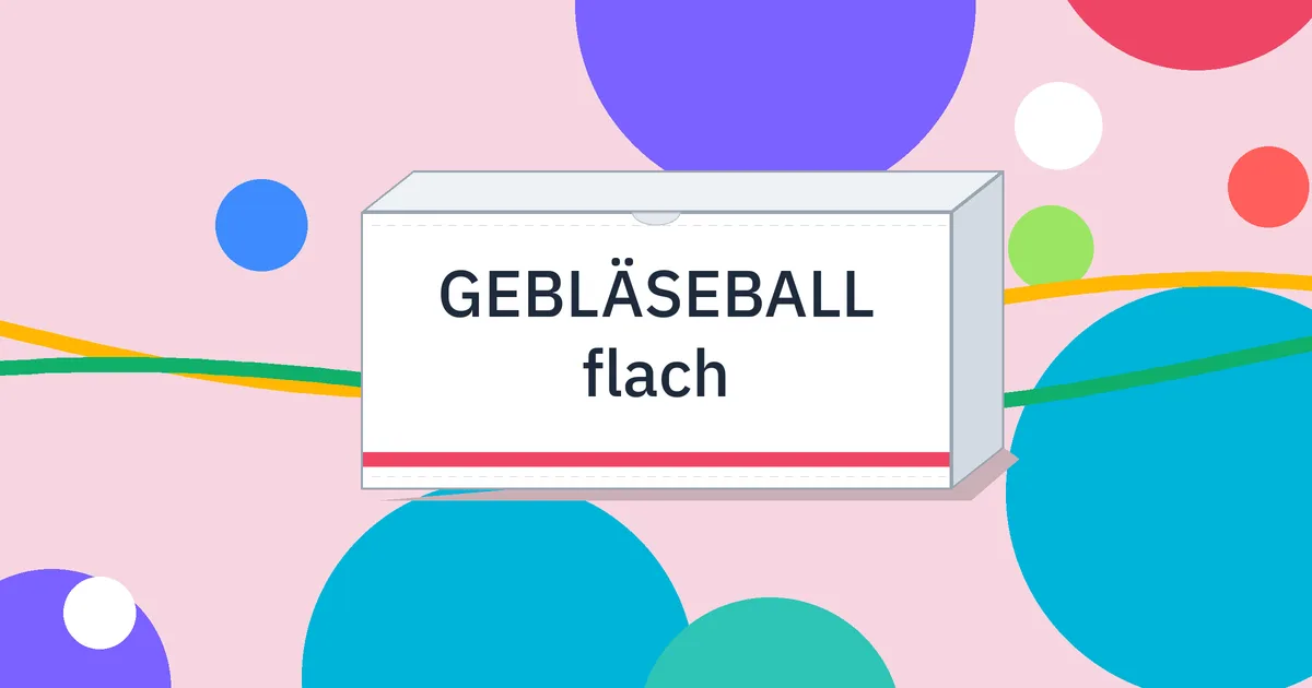 Symbolbild: Packung mit der Aufschrift GEBLÄSEBALL flach (PZN 01962416) – Verfügbarkeit und Bezug in Apotheken in Frankfurt am Main