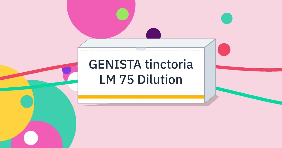 Symbolbild: Packung mit der Aufschrift GENISTA tinctoria LM 75 Dilution (PZN 13499745) – Verfügbarkeit und Bezug in Apotheken in Frankfurt am Main