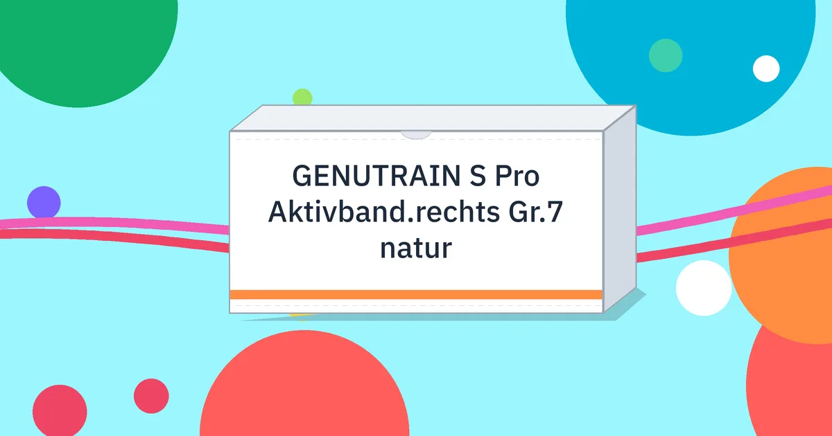 Symbolbild: Packung mit der Aufschrift GENUTRAIN S Pro Aktivband.rechts Gr.7 natur (PZN 11228858) – Verfügbarkeit und Bezug in Apotheken in Frankfurt am Main
