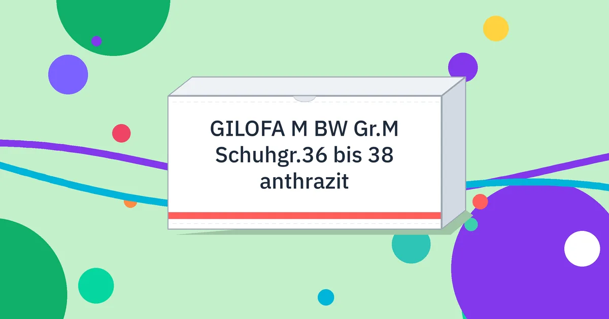 Symbolbild: Packung mit der Aufschrift GILOFA M BW Gr.M Schuhgr.36 bis 38 anthrazit (PZN 16724533) – Verfügbarkeit und Bezug in Apotheken in Frankfurt am Main