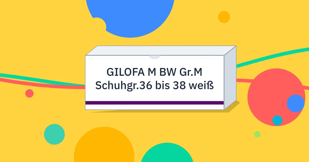 Symbolbild: Packung mit der Aufschrift GILOFA M BW Gr.M Schuhgr.36 bis 38 weiß (PZN 16724680) – Verfügbarkeit und Bezug in Apotheken in Frankfurt am Main