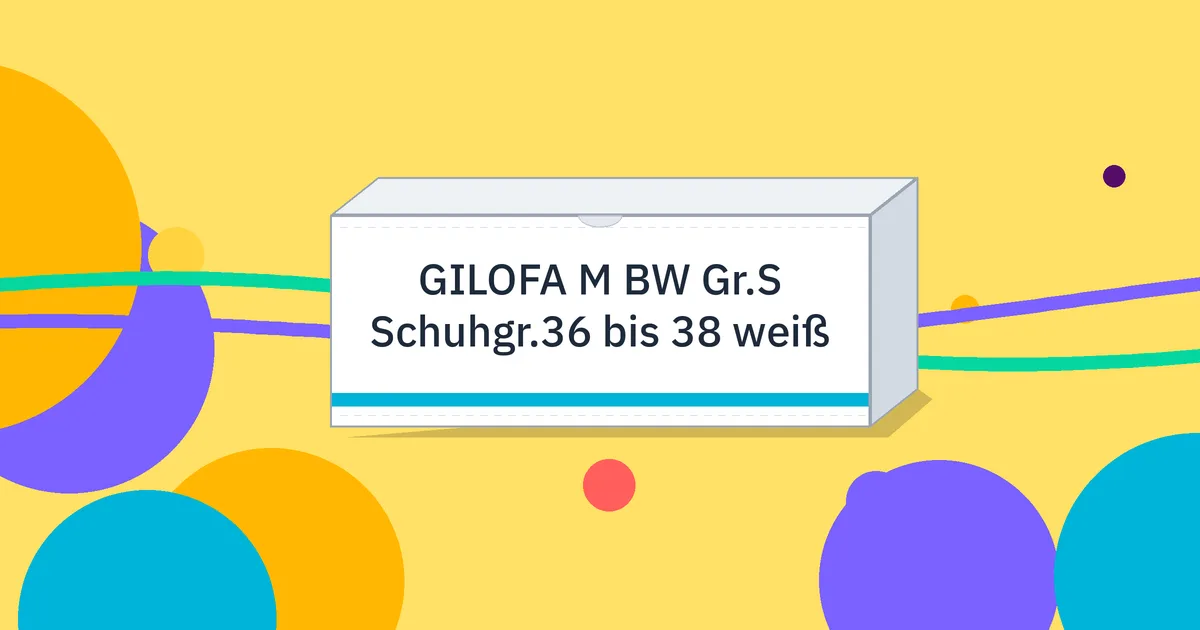 Symbolbild: Packung mit der Aufschrift GILOFA M BW Gr.S Schuhgr.36 bis 38 weiß (PZN 16724237) – Verfügbarkeit und Bezug in Apotheken in Frankfurt am Main