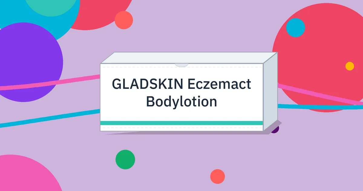 Symbolbild: Packung mit der Aufschrift GLADSKIN Eczemact Bodylotion (PZN 18332091) – Verfügbarkeit und Bezug in Apotheken in Frankfurt am Main