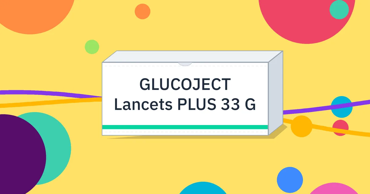 Symbolbild: Packung mit der Aufschrift GLUCOJECT Lancets PLUS 33 G (PZN 18054657) – Verfügbarkeit und Bezug in Apotheken in Frankfurt am Main
