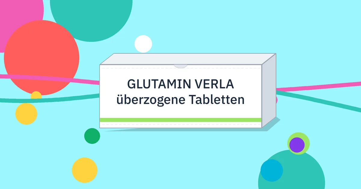 Symbolbild: Packung mit der Aufschrift GLUTAMIN VERLA überzogene Tabletten (PZN 00426006) – Verfügbarkeit und Bezug in Apotheken in Frankfurt am Main