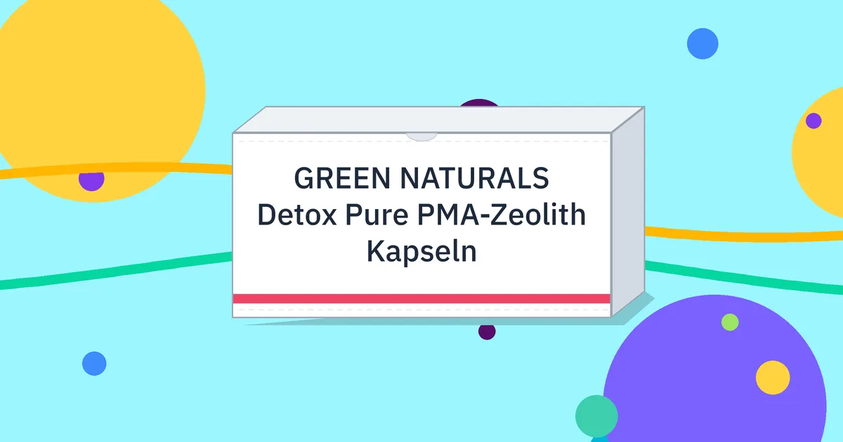 Symbolbild: Packung mit der Aufschrift GREEN NATURALS Detox Pure PMA-Zeolith Kapseln (PZN 20790642) – Verfügbarkeit und Bezug in Apotheken in Frankfurt am Main