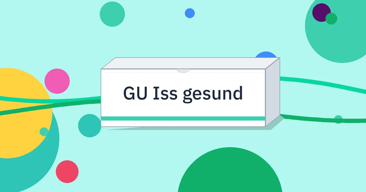 Symbolbild: Packung mit der Aufschrift GU Iss gesund (PZN 13928413) – Verfügbarkeit und Bezug in Apotheken in Frankfurt am Main
