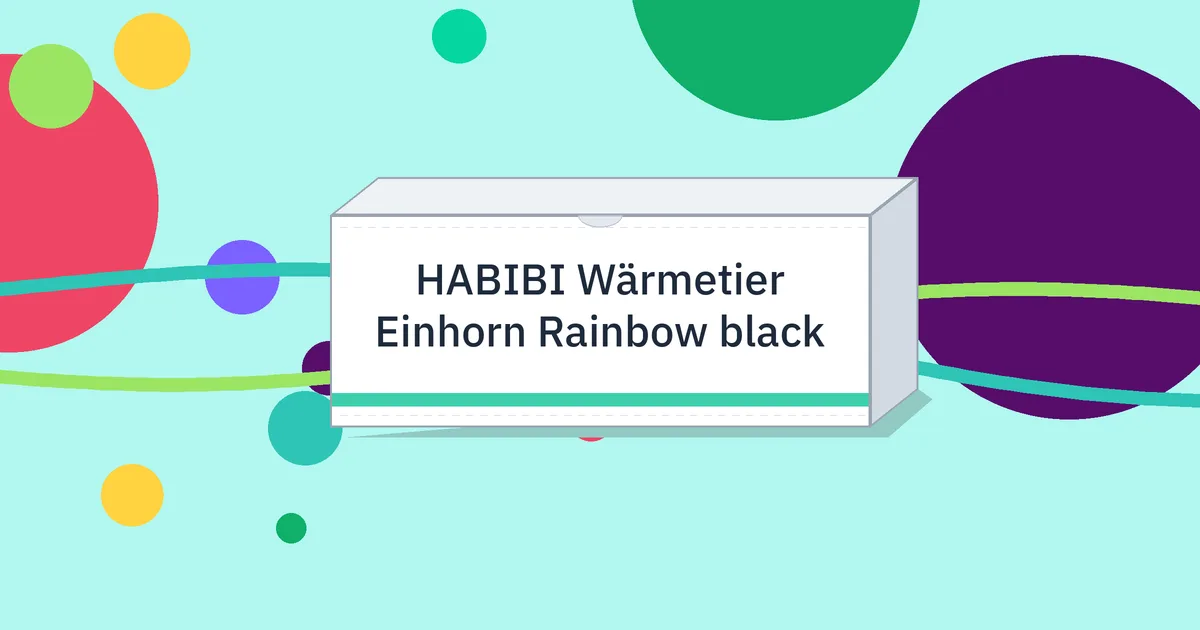 Symbolbild: Packung mit der Aufschrift HABIBI Wärmetier Einhorn Rainbow black (PZN 15747578) – Verfügbarkeit und Bezug in Apotheken in Frankfurt am Main