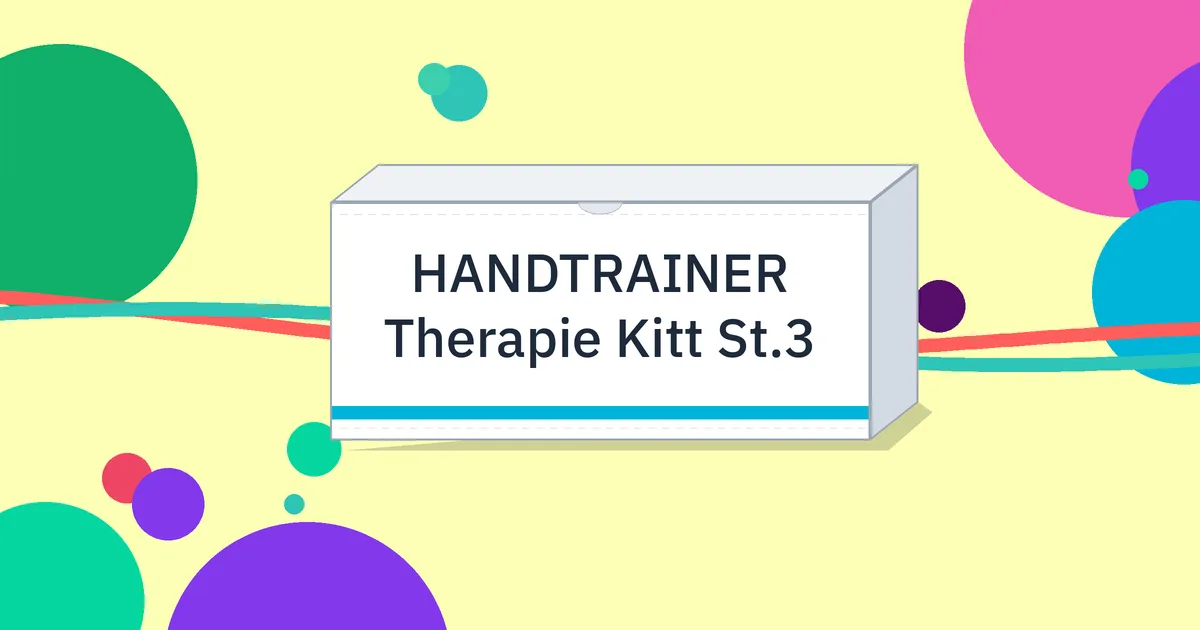 Symbolbild: Packung mit der Aufschrift HANDTRAINER Therapie Kitt St.3 (PZN 02439361) – Verfügbarkeit und Bezug in Apotheken in Frankfurt am Main