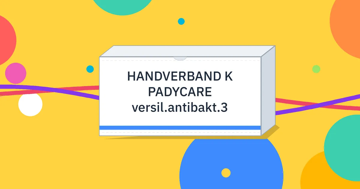 Symbolbild: Packung mit der Aufschrift HANDVERBAND K PADYCARE versil.antibakt.3 (PZN 10939439) – Verfügbarkeit und Bezug in Apotheken in Frankfurt am Main