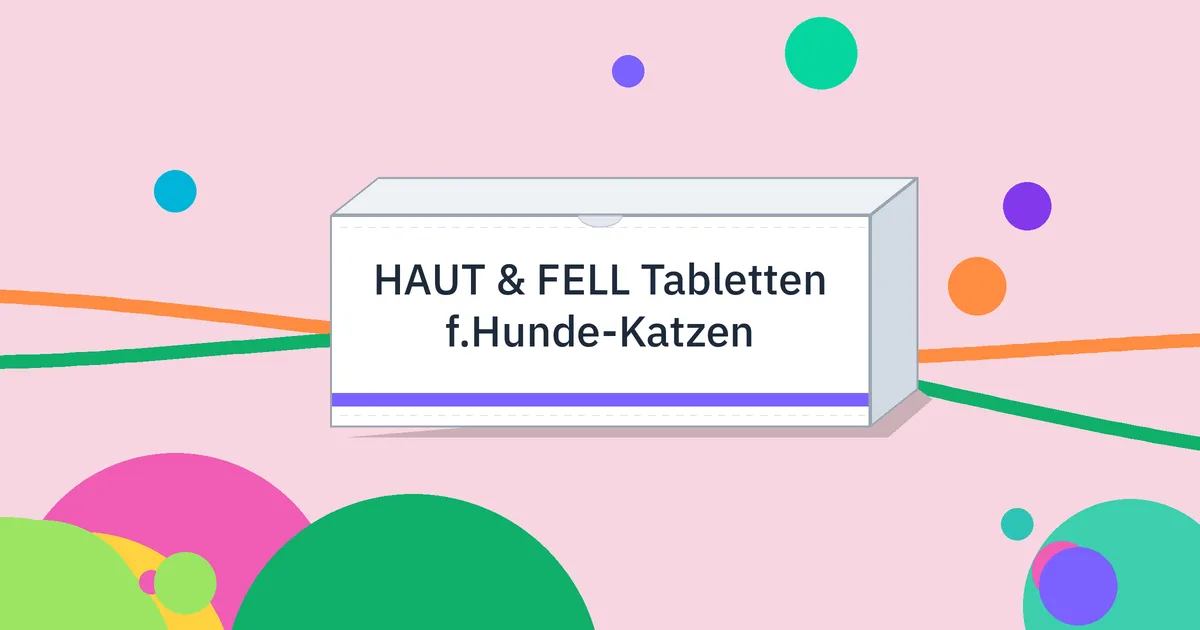 Symbolbild: Packung mit der Aufschrift HAUT & FELL Tabletten f.Hunde-Katzen (PZN 19459735) – Verfügbarkeit und Bezug in Apotheken in Frankfurt am Main