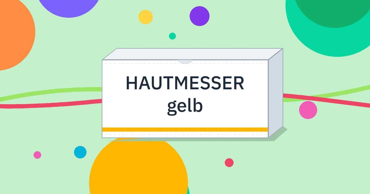 Symbolbild: Packung mit der Aufschrift HAUTMESSER gelb (PZN 01516846) – Verfügbarkeit und Bezug in Apotheken in Frankfurt am Main