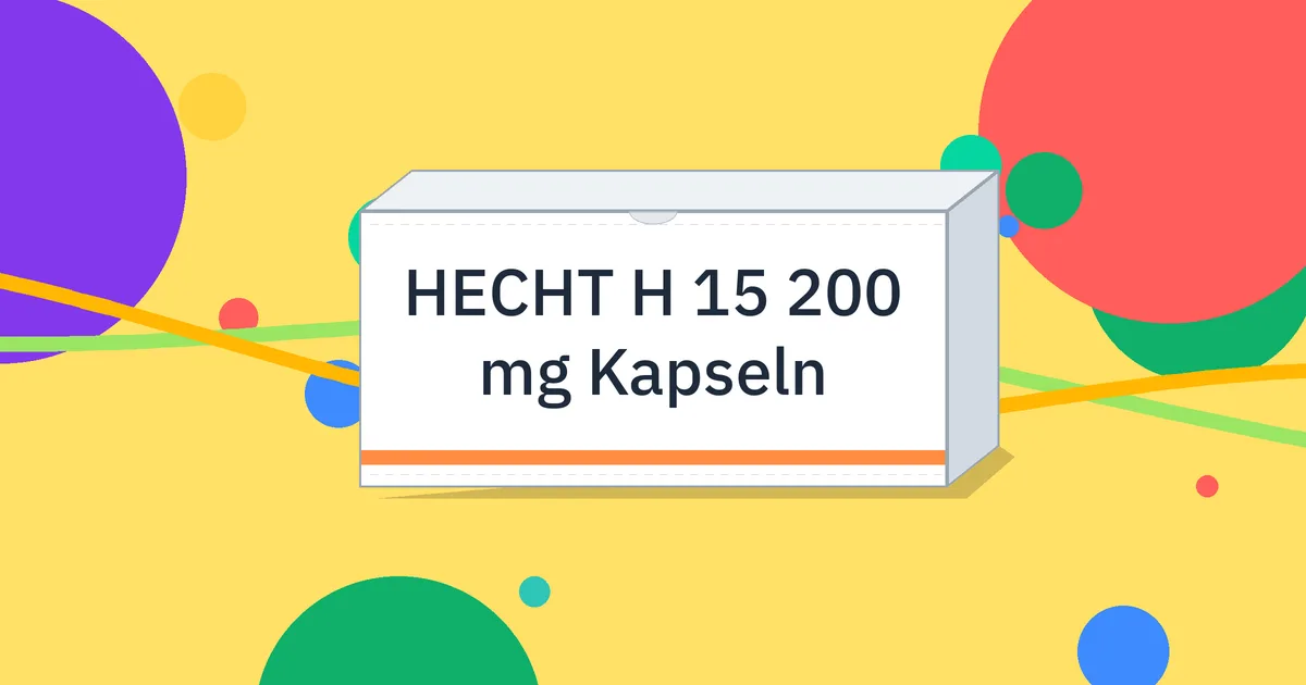 Symbolbild: Packung mit der Aufschrift HECHT H 15 200 mg Kapseln (PZN 09528487) – Verfügbarkeit und Bezug in Apotheken in Frankfurt am Main