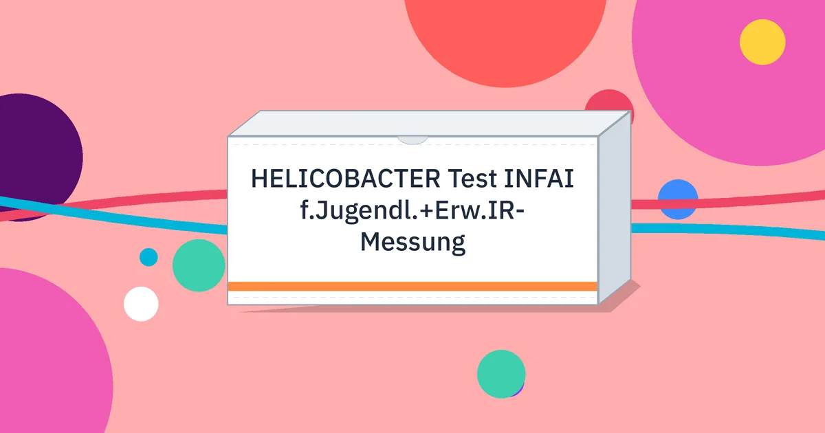 Symbolbild: Packung mit der Aufschrift HELICOBACTER Test INFAI f.Jugendl.+Erw.IR-Messung (PZN 02157823) – Verfügbarkeit und Bezug in Apotheken in Frankfurt am Main